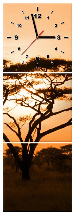 Gario Obraz s hodinami Nádherná africká země - 3 dílný Rozměry: 80 x 40 cm