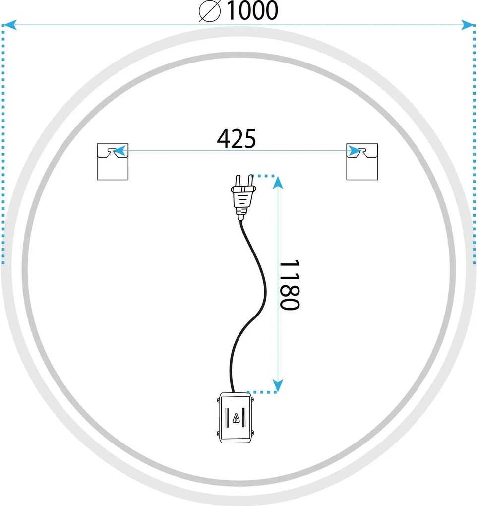 Rea Zrcadlo ⌀100 cm s vyhříváním a regulovatelným LED osvětlením