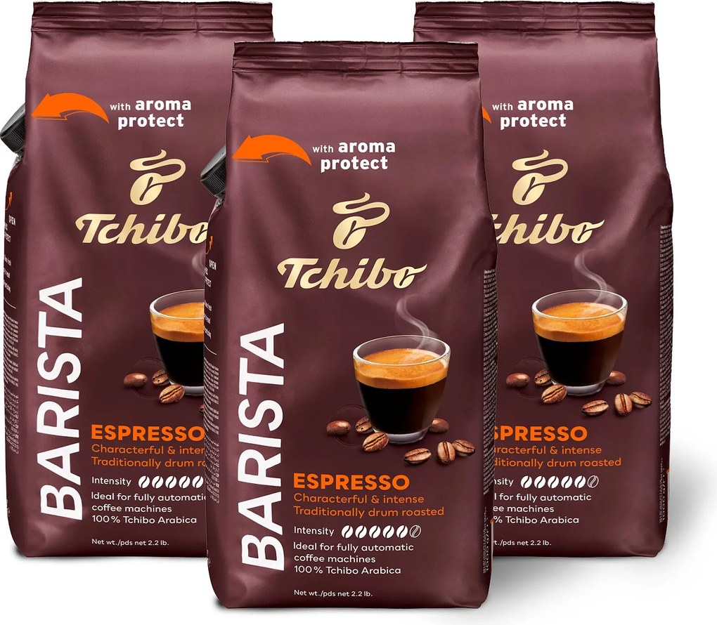 Tchibo - Barista Espresso – 3 x 1 kg zrnkové kávy - Intenzita: 5/6