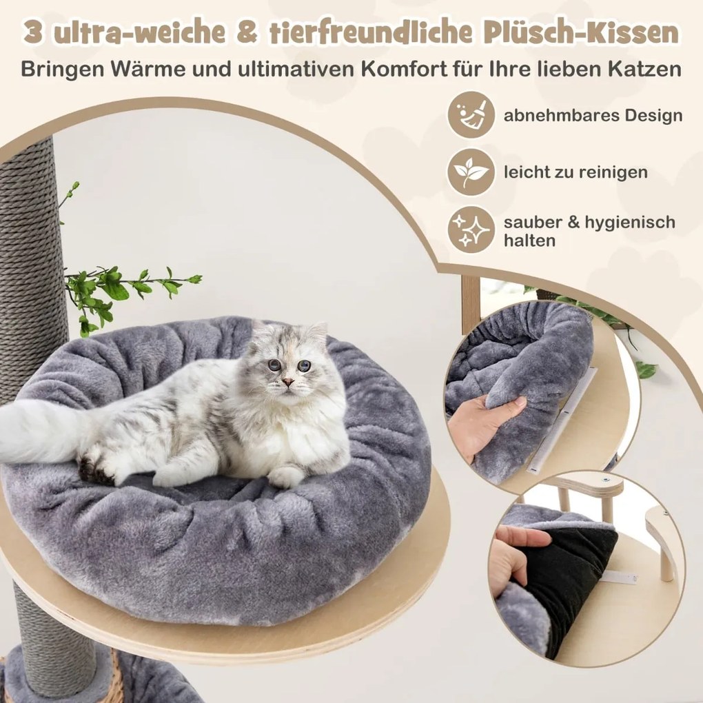 Costway Cat tree strop vysoký 236-271 cm od podlahy ke stropu kočičí nábytek