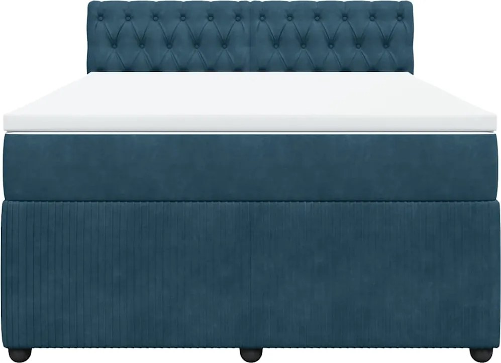 Box spring postel s matrací modrá 160 x 200 cm samet 3290092