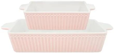 GreenGate Sada keramických pekáčků Alice Pale Pink malých-13x18,2,17x27,2cm