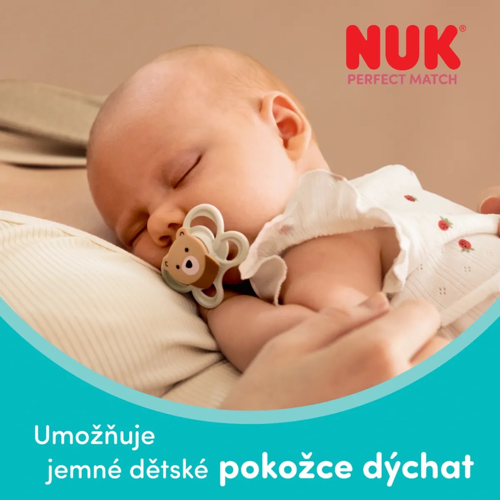 NUK Dudlík Perfect Match Air Medvídek Pú 0-6 m 1 ks v boxu White