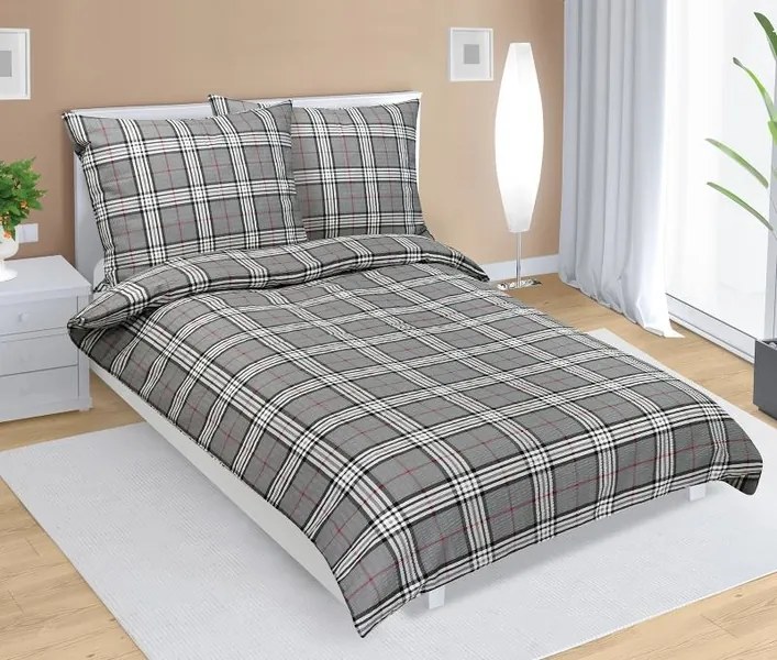 Bellatex Povlečení krepové šedé káro 140x200, 70x90 cm rozměr 140x200, 70x90 cm
