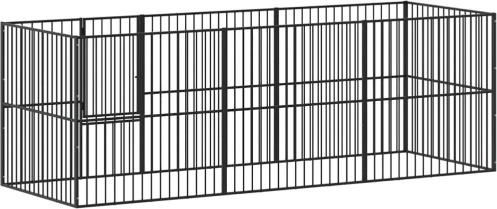 Ohrádka pro psy 8 panelů černá pozinkovaná ocel 3209557