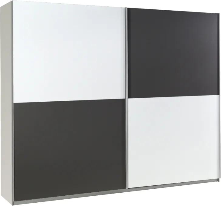 MAXIVA Šatní skříň - LUX 21, bílá/lesklá bílá a grafit