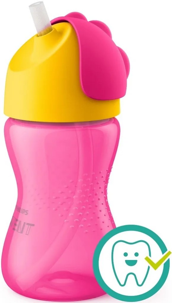 Avent hrníček s brčkem růžový 300 ml 12m+