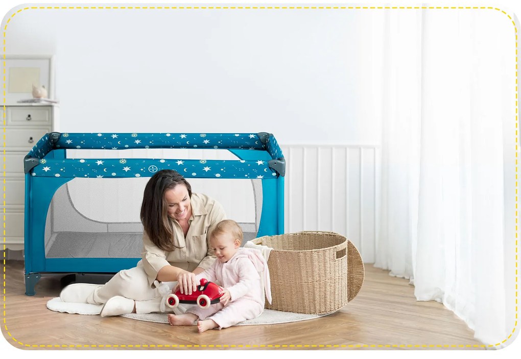 Ricokids Cestovní postýlka 125 x 65 x 78 cm RK-240 tmavě modrá
