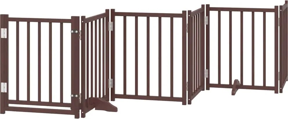 Zábrana pro psy s dvířky skládací 15 panelů hnědá 750 cm topol 3155717