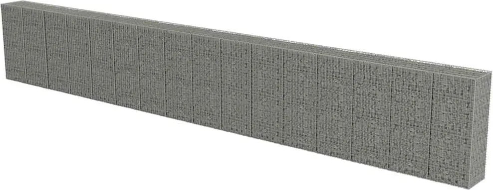 Gabionová zeď s víky z pozinkované oceli 900 x 50 x 150 cm 143589