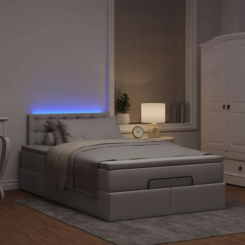 Osmanský rám postele s matrací taupe 120x200cm textil 3312468