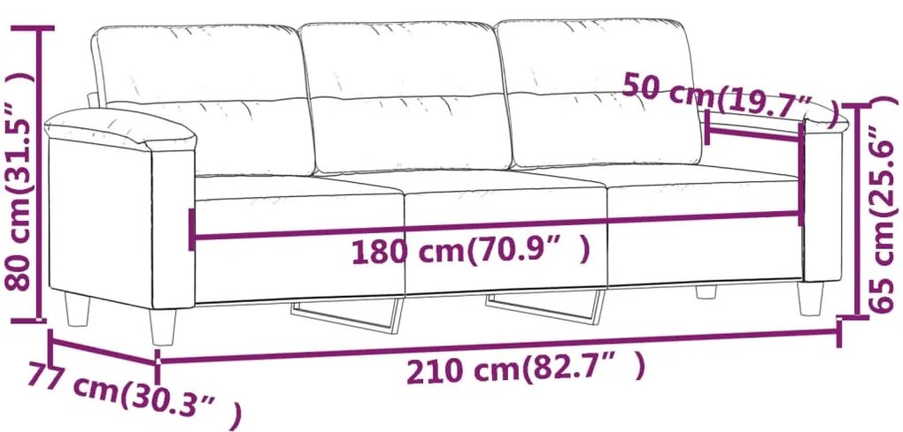 3místná pohovka tmavě šedá 180 cm tkanina z mikrovlákna - Default Title