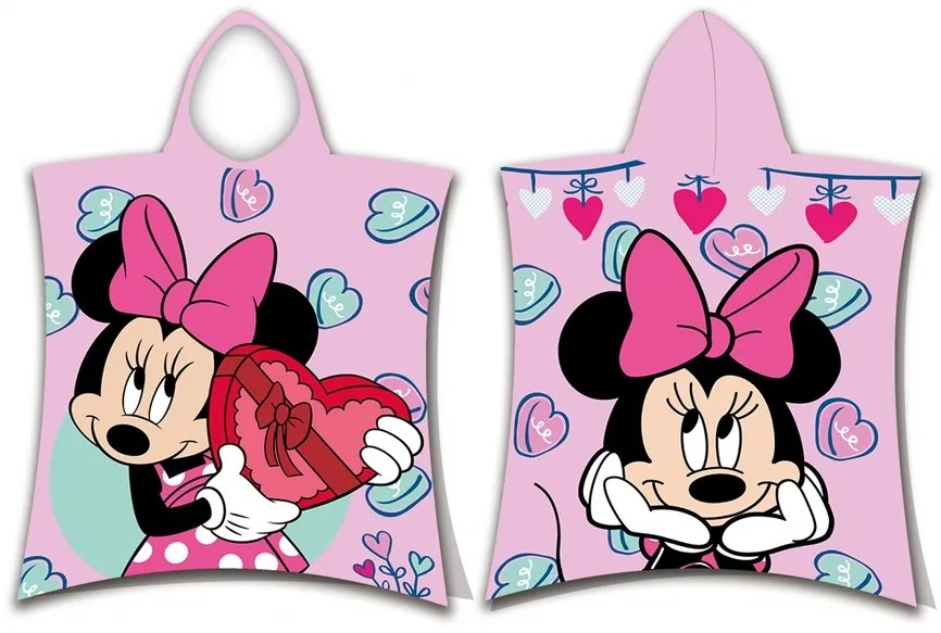 Jerry Fabrics plážová osuška pončo Minnie Pink 50x115 cm