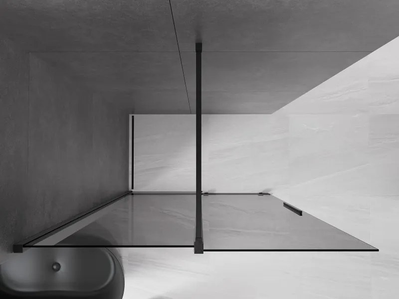 Mexen Velar, sprchová zástěna s posuvnými dveřmi Walk-in 140 x 200 cm, 8mm šedé sklo, černá matná, 871-140-000-43-70