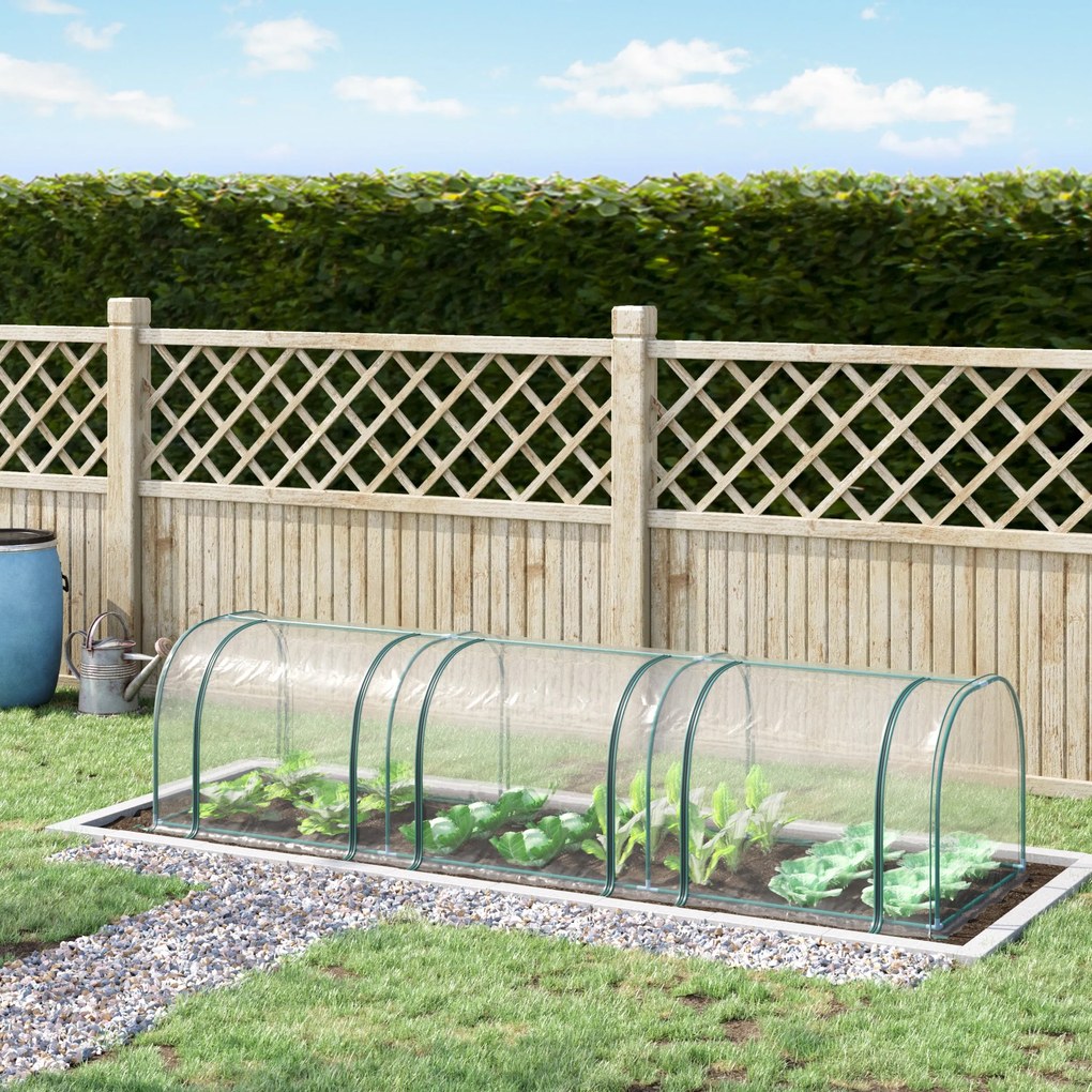 Outsunny Malý Skleník 350x100x80 cm Zahradní Skleník s 3 Rolovacími Okny Ocelová Rám pro Plodiny, Rostliny, Květiny Průhledný | Aosom