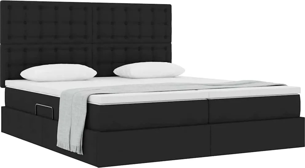 Postel s úložným prostorem s čelo Černá 200 x 200 cm Textil 3372229