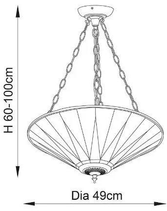 Endon 70754 - Lustr na řetězu Tiffany DARK STAR 3xE27/60W/230V pr. 49 cm