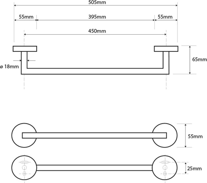 Sapho Sapho, X-ROUND držák ručníků 450x65mm, chrom, XR402