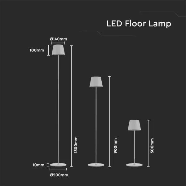 LED Stmívatelná nabíjecí stojací lampa 3v1 LED/4W/5V 4400 mAh 3000K IP54 bílá