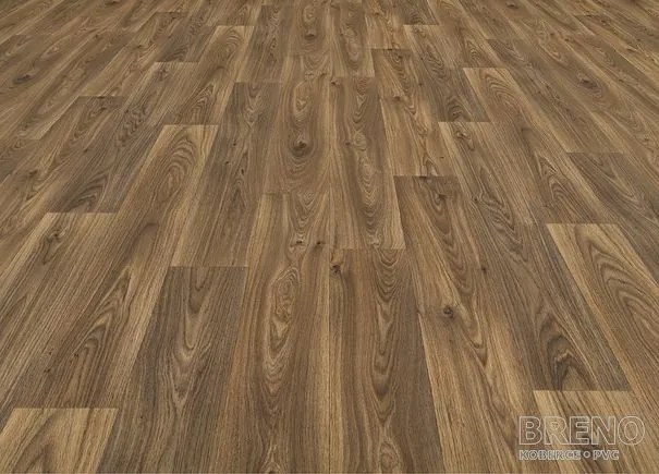 Breno PVC QUINTEX Gambel Oak 669D – tmavě hnědé dřevo, šíře 400 cm
