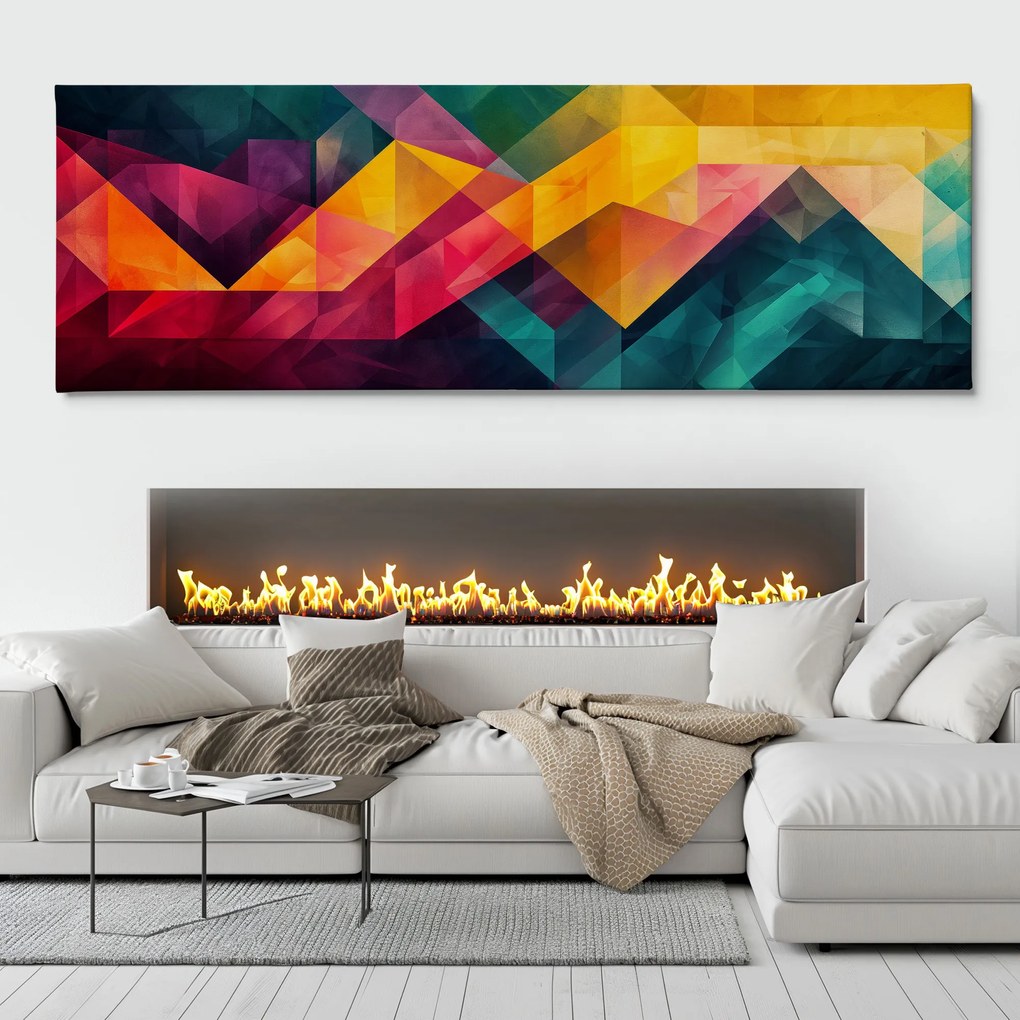 Obraz na plátně - Funky trojhránky FeelHappy.cz Velikost obrazu (šířka x výška): 210 x 70 cm