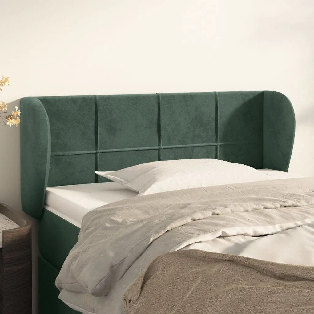 Čelo postele typu ušák tmavě zelené 93x23x78/88 cm samet 3117183