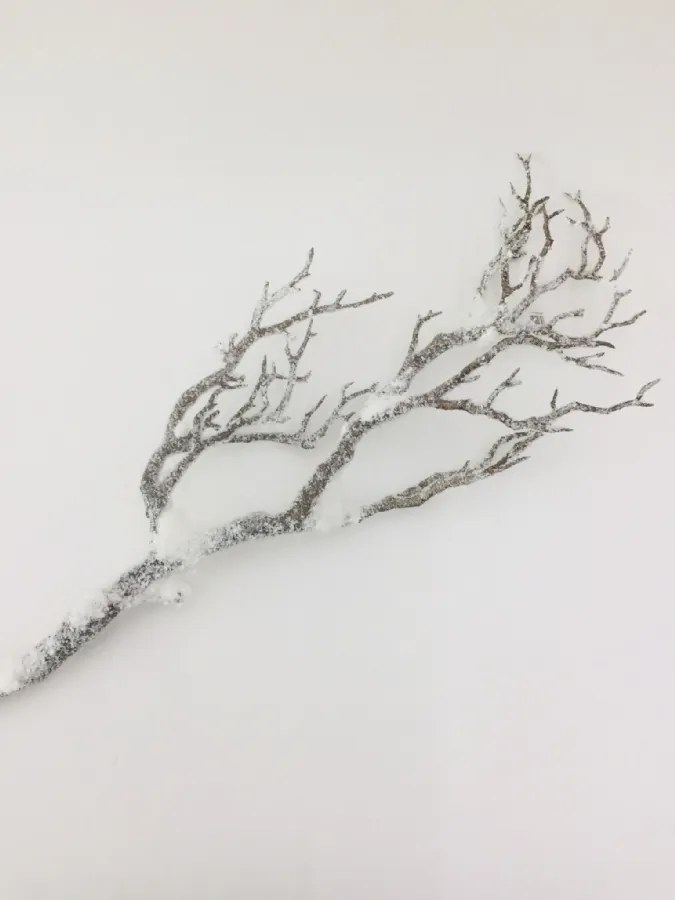Umělá zimní větvička se sněhem GASPER, 50 cm, bílá