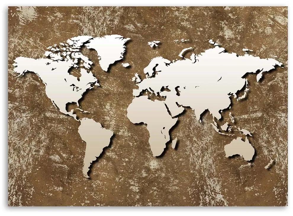 Obraz na plátně Abstrakce mapy světa hnědá - 120x80 cm