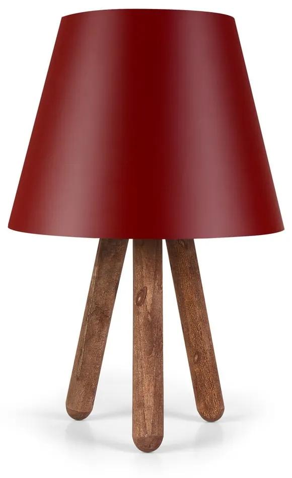 Červená stolní lampa s nohami z bukového dřeva Kira | BIANO