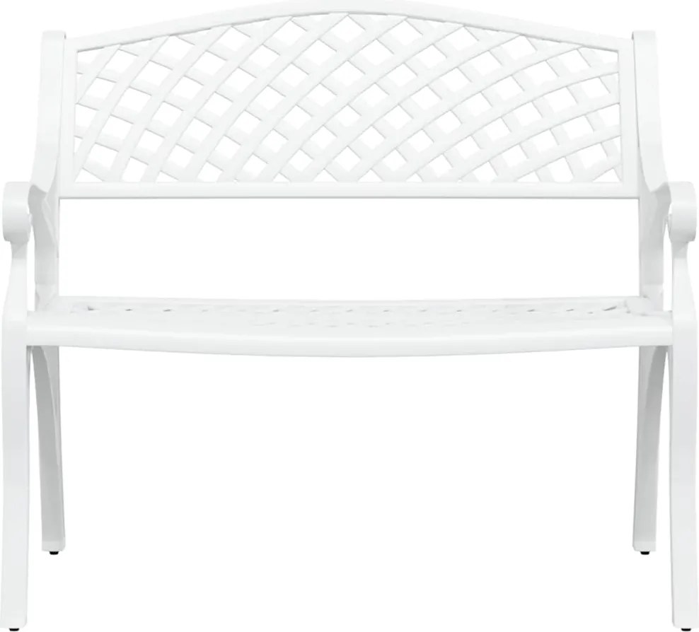 Zahradní lavice 102 cm litý hliník bílá 317746