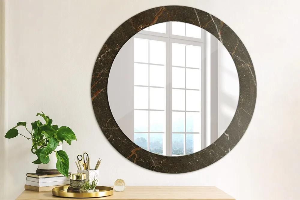 Kulaté zrcadlo tištěný rám Hnědý mramor fi 70 cm