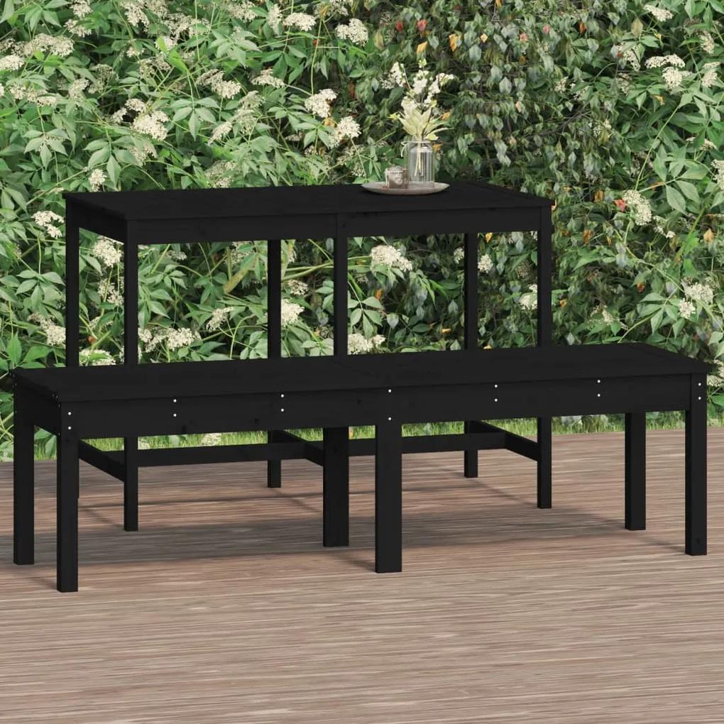 2místná zahradní lavice černá 159,5x44x45 cm masivní borovice - Default Title