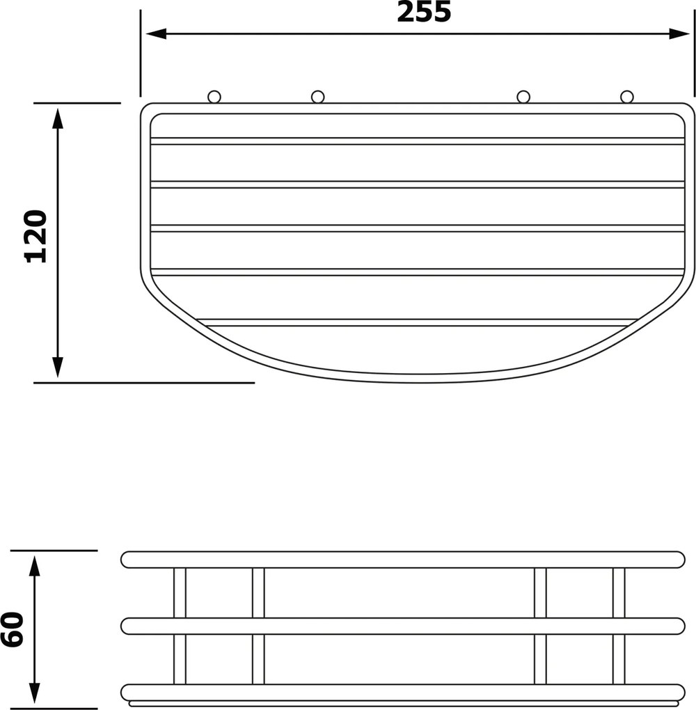 Aqualine, Chrom LINE drátěná police jednoduchá, chrom, 37004