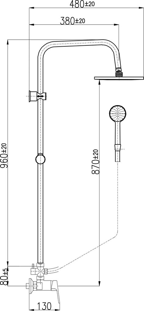 Slezák Rav Colorado sprchový set nástěnné baterie 150 mm s hlavovou a ruční sprchou zlatá CO182.5/7Z