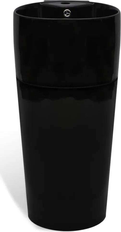 vidaXL Stojací umyvadlo keramické kulaté , otvor na baterií, přepad [141943] Barva: Černá