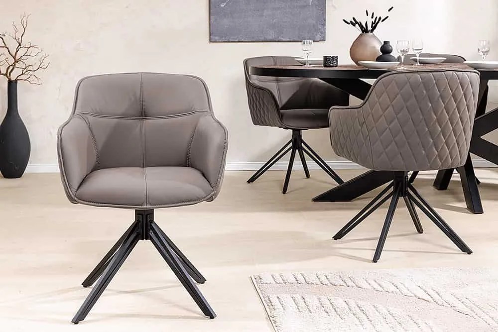 Designová otočná židle Natasha taupe kůže
