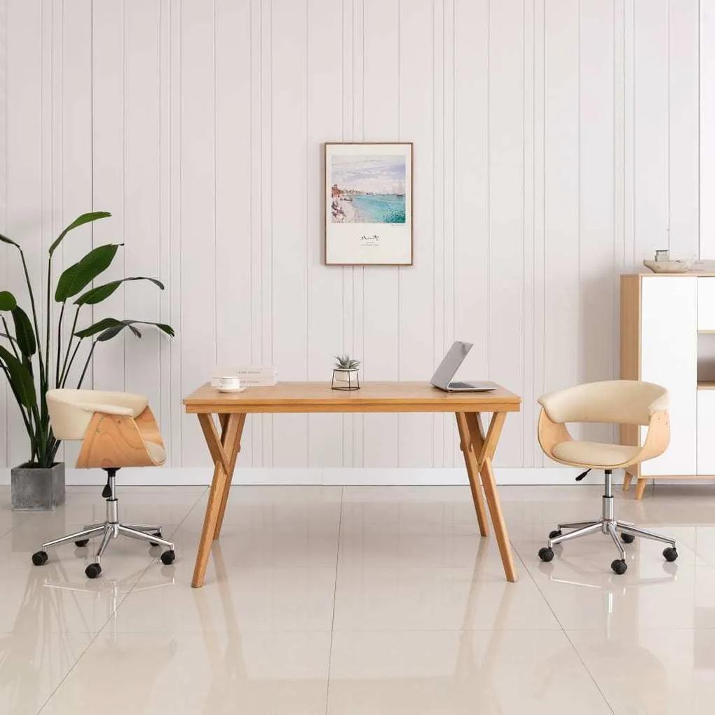 vidaXL Otočná kancelářská židle ohýbané dřevo a umělá kůže [3054835] Barva: Šedá