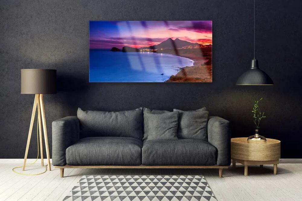 akrylový obraz Moře Pláž Hory Krajina 120x60 cm