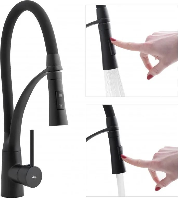 Erga Zefir, vysoká dřezová baterie s elastickým ramenem h-430, černá matná, ERG-YKA-BZ.ZEFIR-BLK