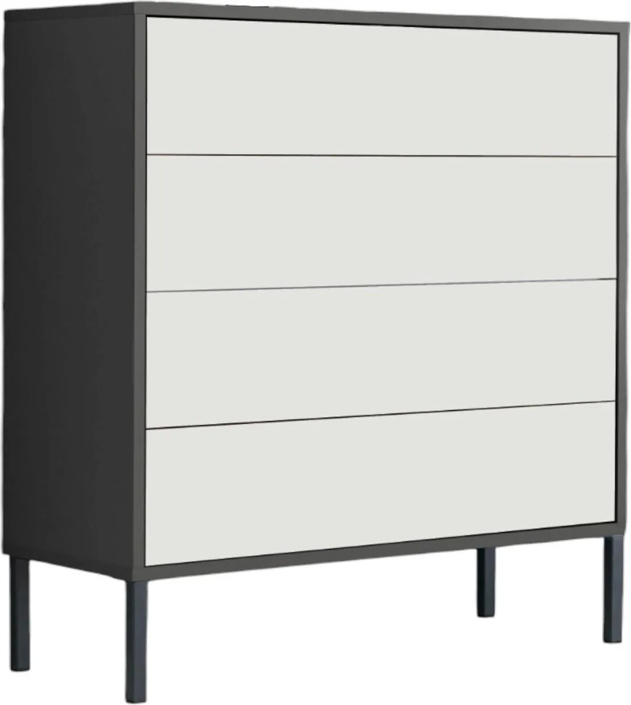 XXXLutz KOMODA, antracitová, bílá, 79/86/33 cm MID.YOU - Komody na nožičkách - 001067000405