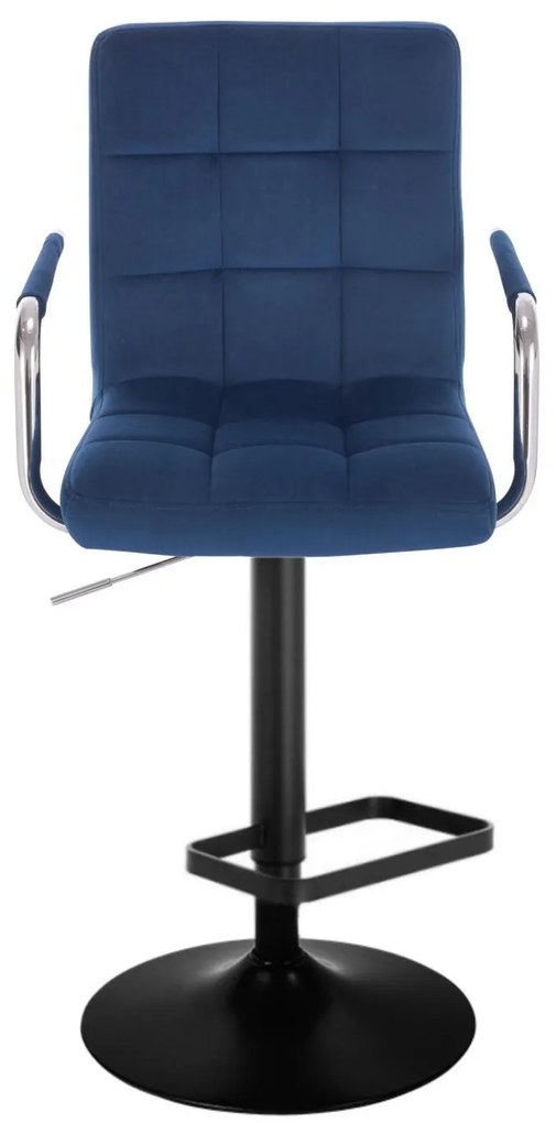 LuxuryForm DESIGN Barová židle VERONA VELUR na černé kulaté podstavě - modrá