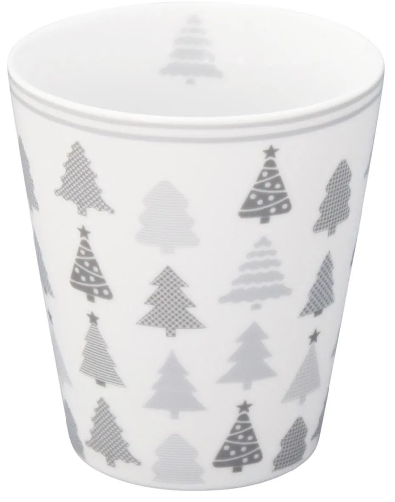 Krasilnikoff Latte hrneček Christmas Trees, šedá barva, bílá barva, porcelán