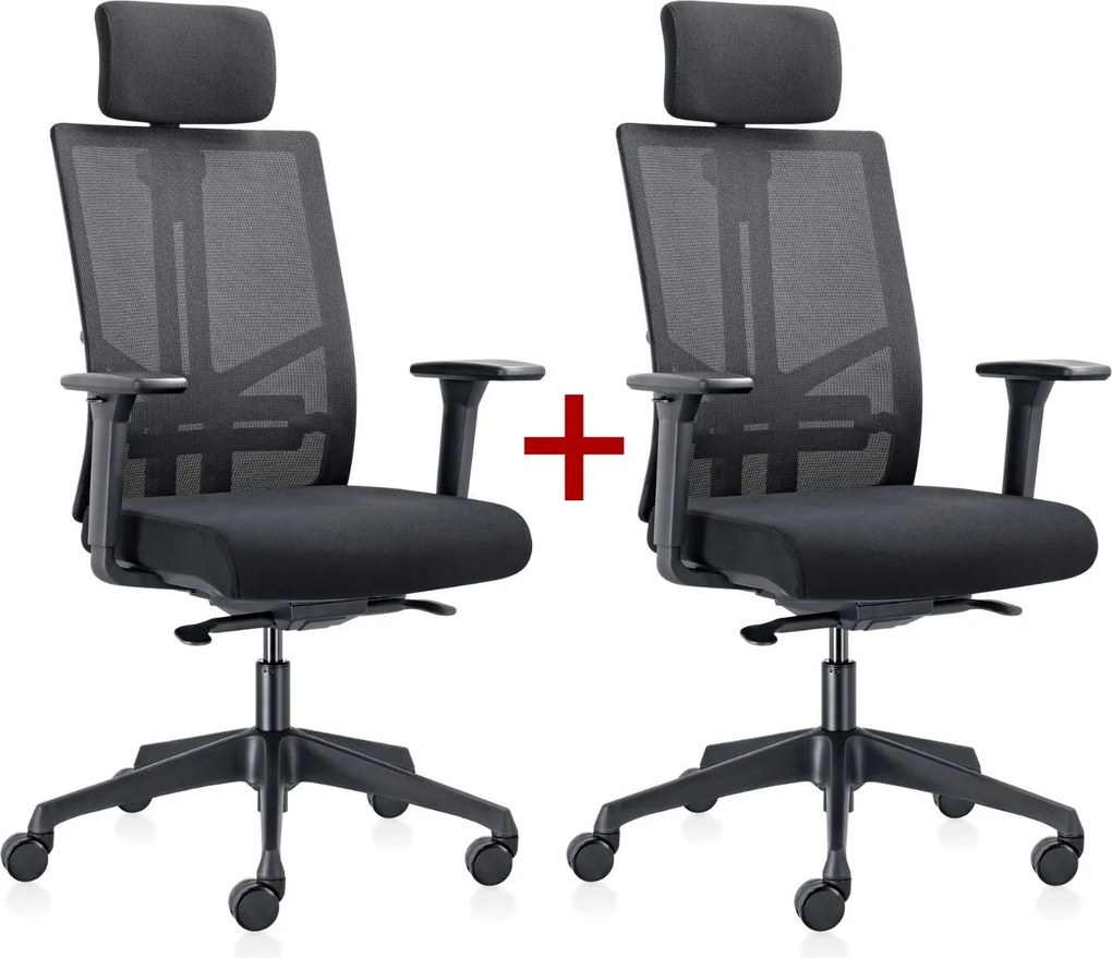 Kancelářská židle WATT 1+1 ZDARMA, černá