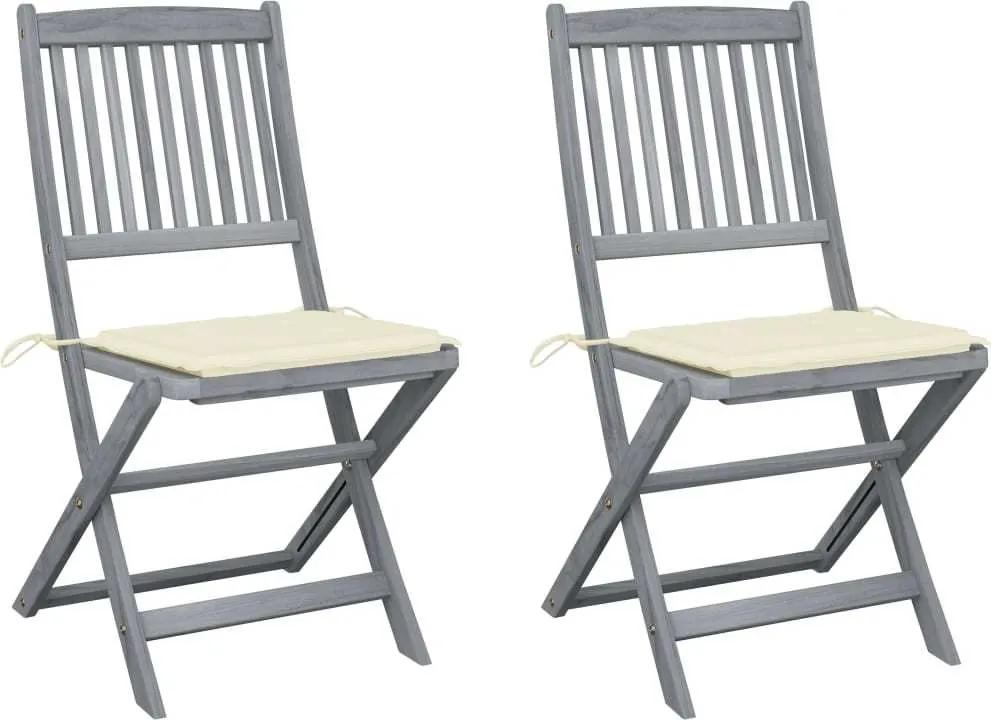 vidaXL Skládací zahradní židle s poduškami 2 ks masivní akáciové dřevo [3064547] Barva: Modrá