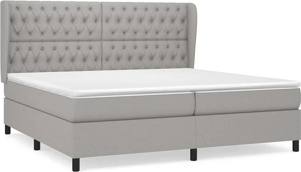 Box spring postel s matrací světle šedá 200 x 200 cm textil 3128229