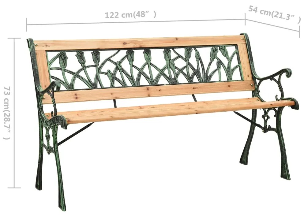 vidaXL Marketos Zahradní lavice 122 cm litina a masivní jedlové dřevo
