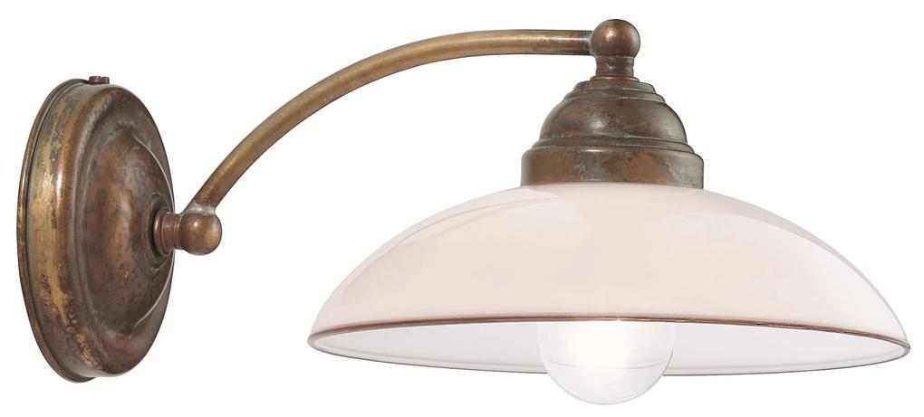 Il Fanale 082.17.OV Country, rustikální nástěnná lampa z mosazi a benátského skla, 1x10W LED E14, prům. 20cm