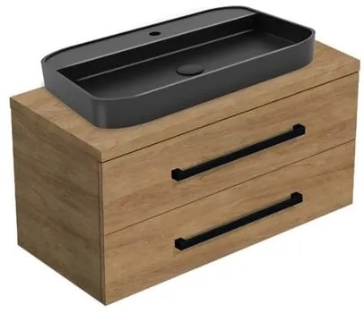 Koupelnová skříňka s umyvadlem a krycí deskou SAT Cube Way 100x47,5x46 cm dub Hickory mat CUBE46C1003DHSAT40