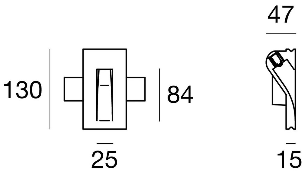 Linea Light 60920W70 Gypsum_WF, obdélníkové zapuštěné svítidlo do stěny ze sádry, 2W LED 3000K, 13x7cm