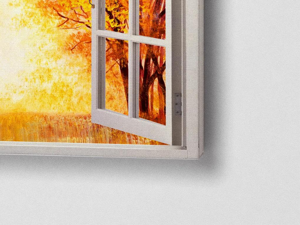 Liox Obraz okno malba podzimní park Rozměr: 150 x 100 cm